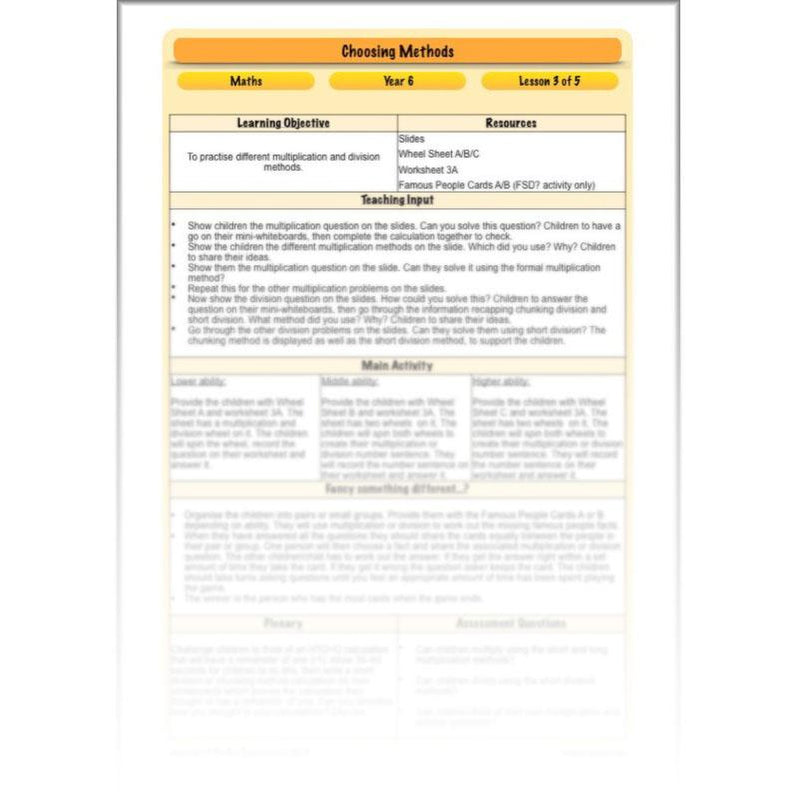 Choosing Methods Year 6 Maths Planning by PlanBee