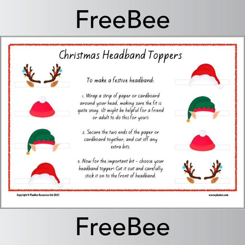 FREE Christmas Headband Toppers by PlanBee