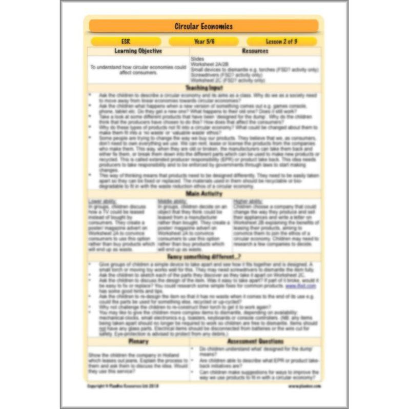 Circular Economies KS2 ESR Lesson by PlanBee