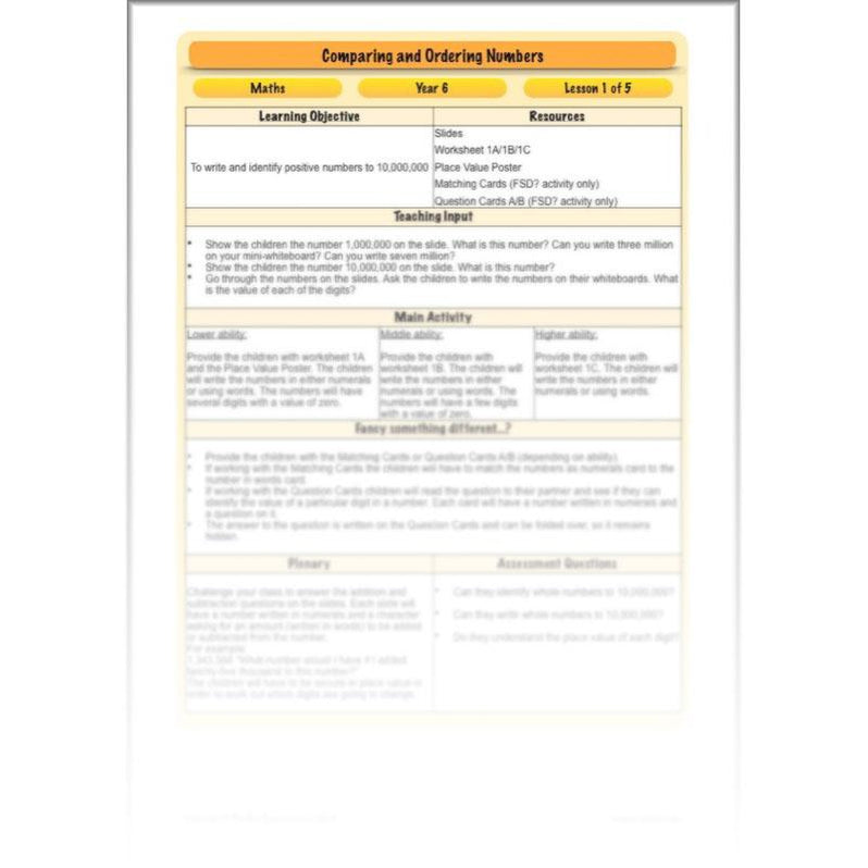 Comparing & Ordering Numbers - Year 6 Maths Planning — PlanBee