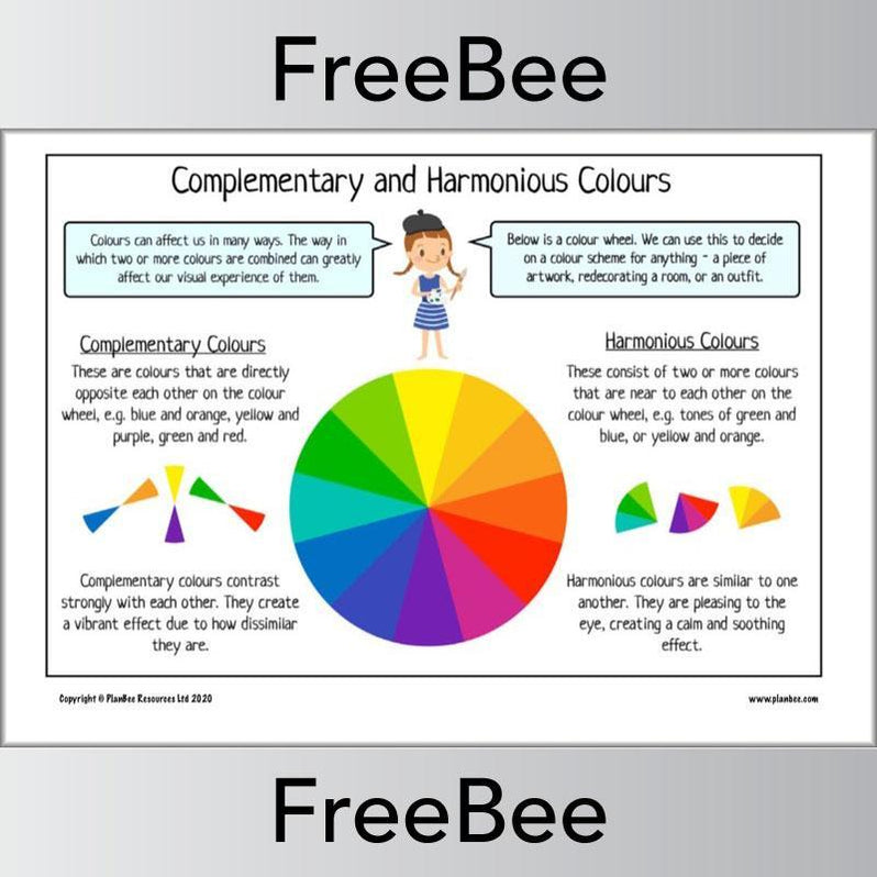 FREE Complementary and Harmonious Colours Poster by PlanBee