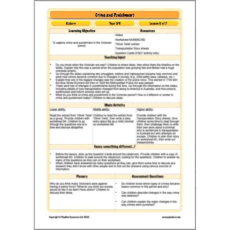 Crime and Punishment KS2 History Lessons by PlanBee