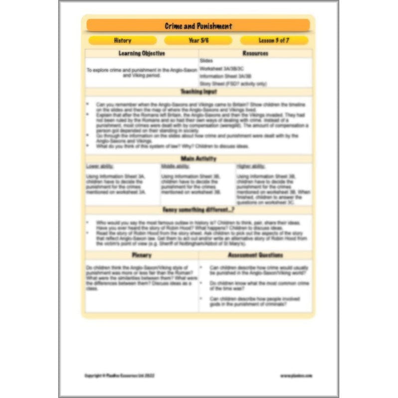 Crime and Punishment KS2 History Lessons by PlanBee