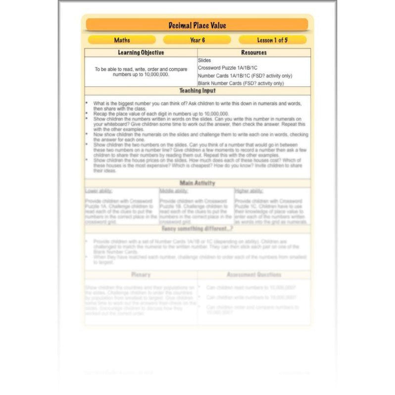 Year 6 Decimal Place Value Maths Lessons by PlanBee