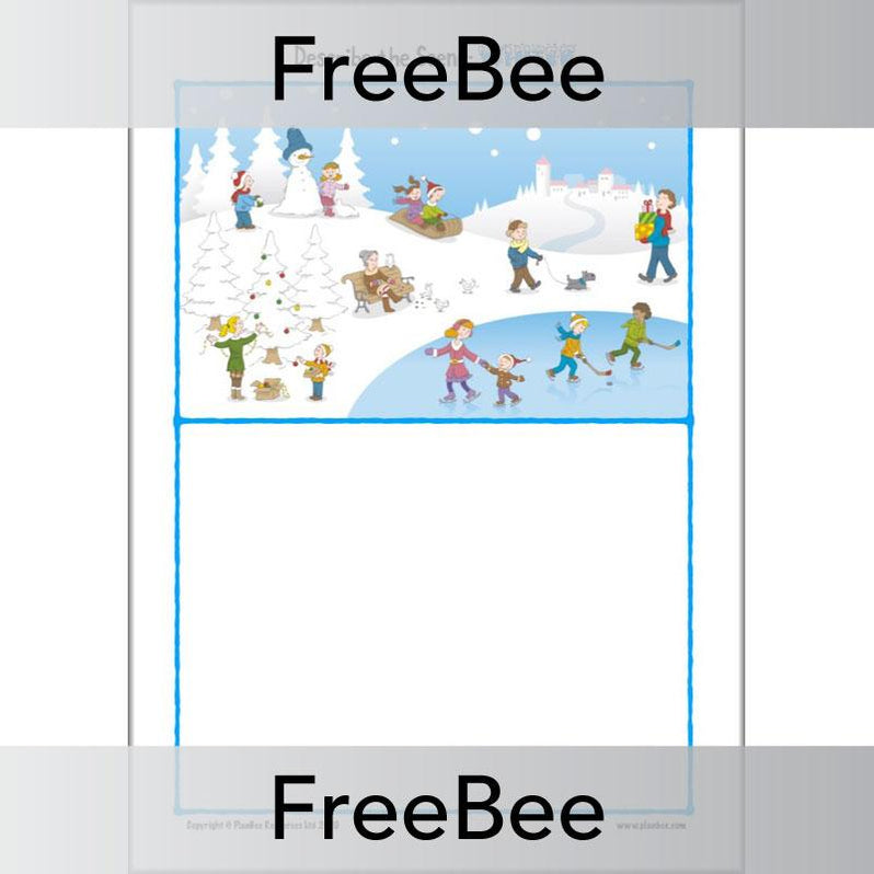 Free Describe Winter Picture Scene Worksheet by PlanBee
