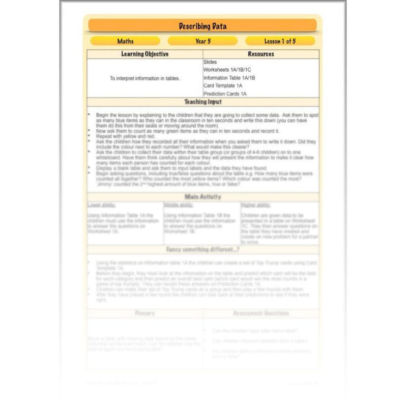 Describing Data Year 5 Statistics Lesson by PlanBee