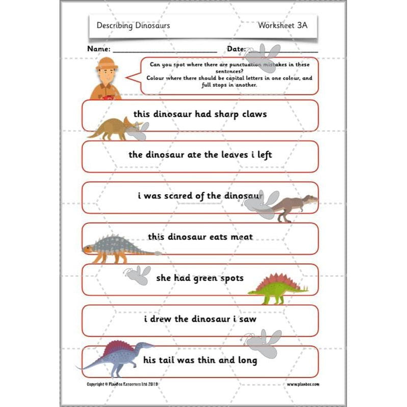 Dinosaur Writing Activities KS1 - Dinosaur Adjective Lessons — PlanBee