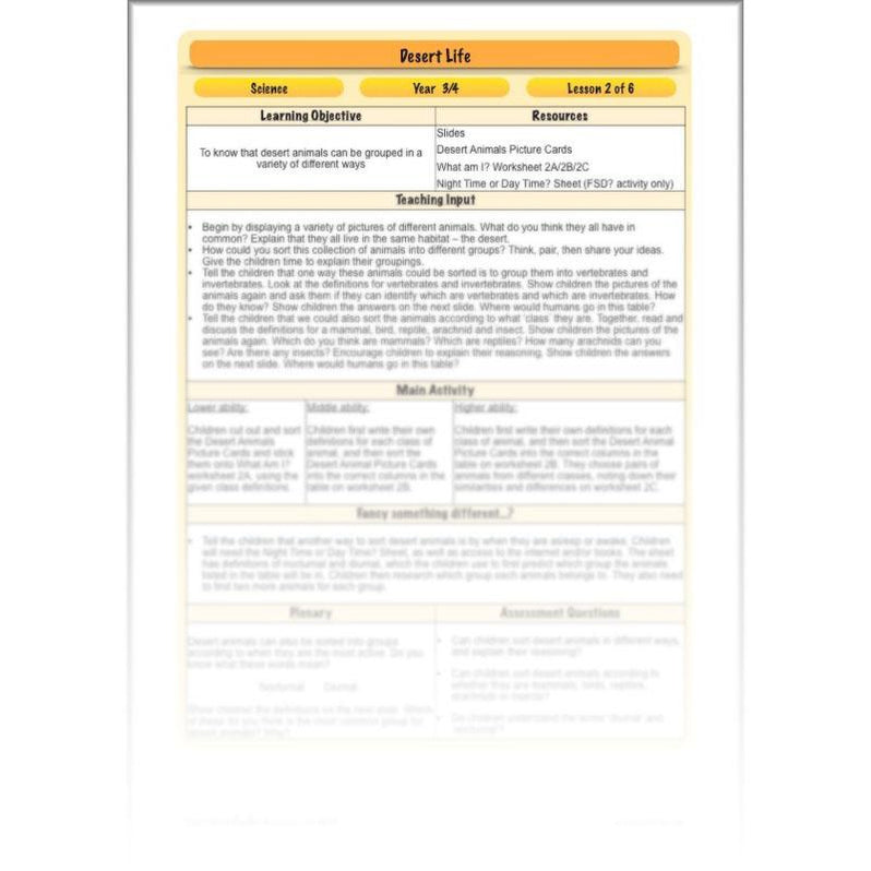 Desert Habitat KS2 Science Lessons by PlanBee