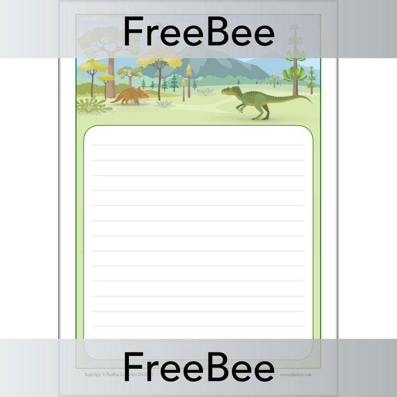 FREE Downloadable Dinosaur Writing Paper by PlanBee