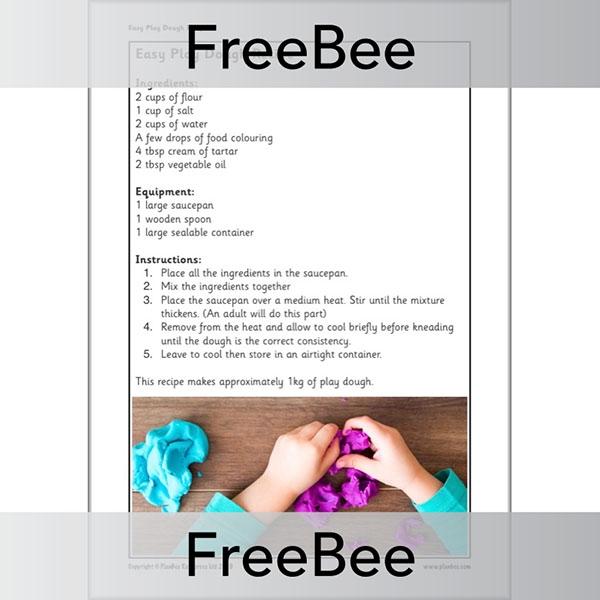 Easy free playdough recipe PDF by PlanBee