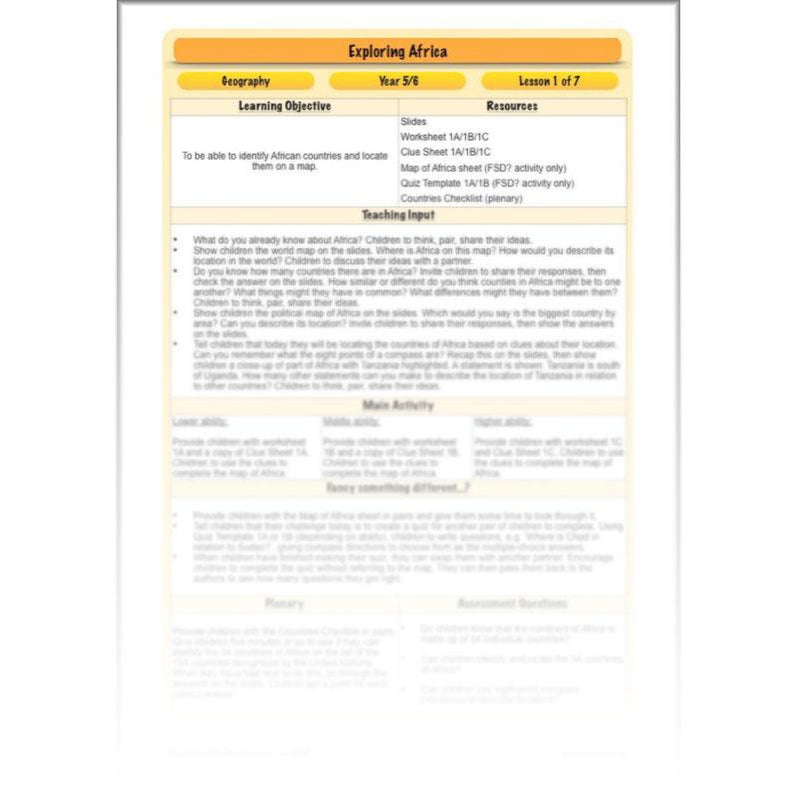 Exploring Africa KS2 Geography lessons for Year 5 & Year 6 — PlanBee