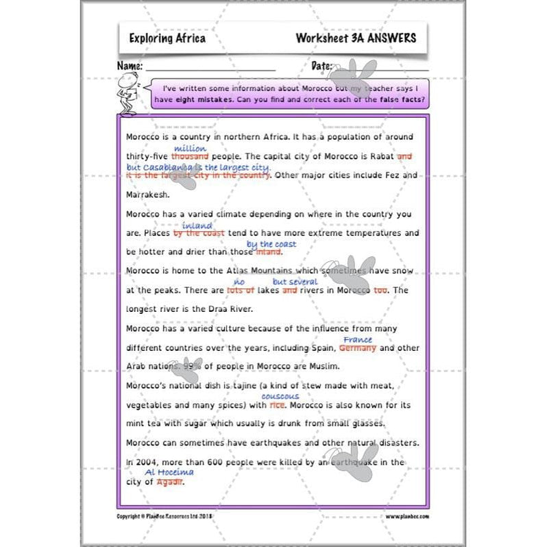 Exploring Africa KS2 Geography lessons for Year 5 & Year 6 — PlanBee