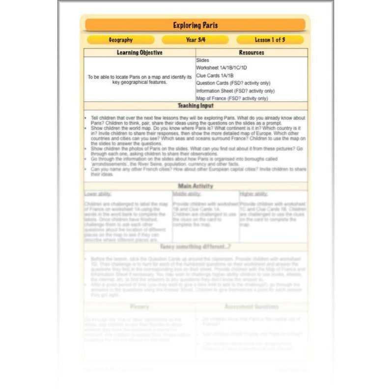 FREE exploring Paris scheme | PlanBee France KS2 Geography