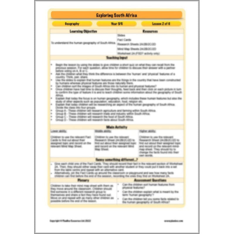 Exploring South Africa KS2 Geography Planning Pack | PlanBee