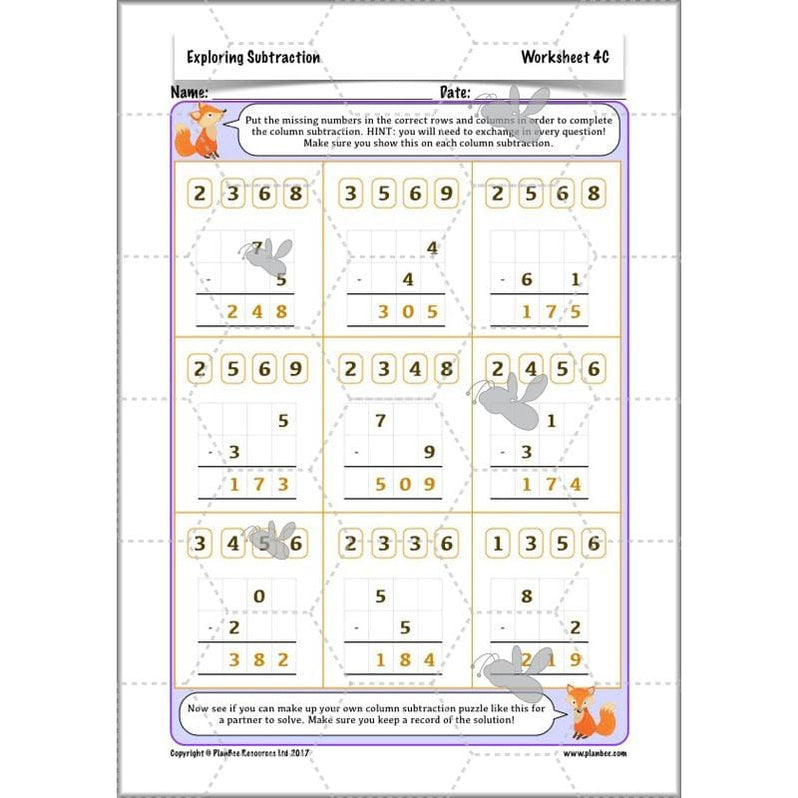 Exploring Subtraction Year 4 Maths Lessons by PlanBee