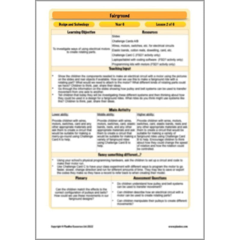 Fairground Rides KS2 DT Planning and Resources — PlanBee