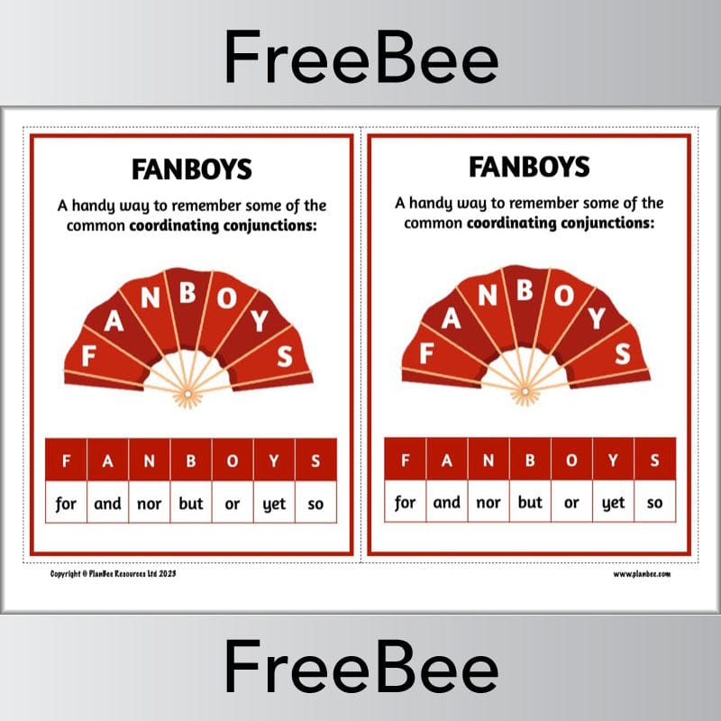 FREE Fanboys Coordinating Conjunctions Cards | PlanBee