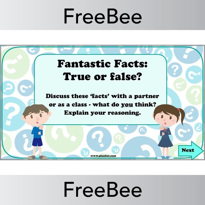 Fantastic Facts True or False Free Display Cards by PlanBee