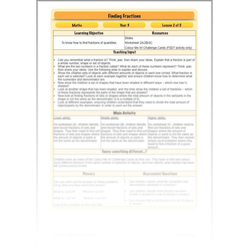 Year 3 Fractions lesson plans and resources by PlanBee