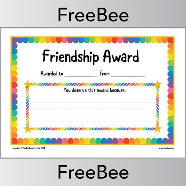 Free Friendship Certificate Award Template by PlanBee