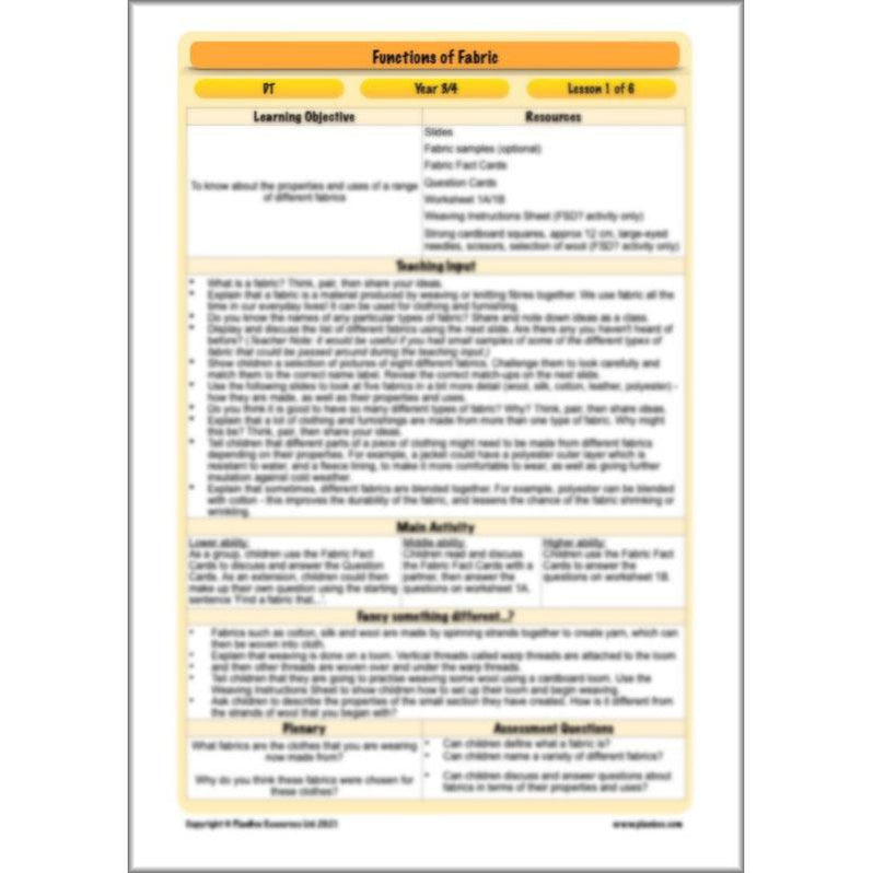 Functions of Fabric | KS2 Textiles Project | PlanBee DT