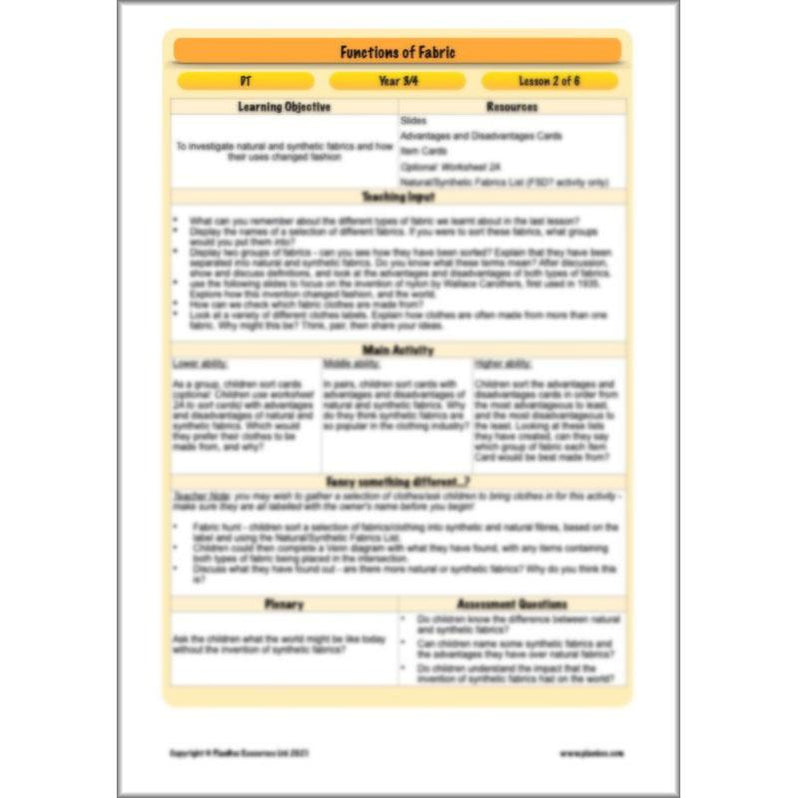 Functions of Fabric | KS2 Textiles Project | PlanBee DT