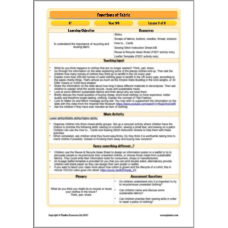 Functions of Fabric | KS2 Textiles Project | PlanBee DT