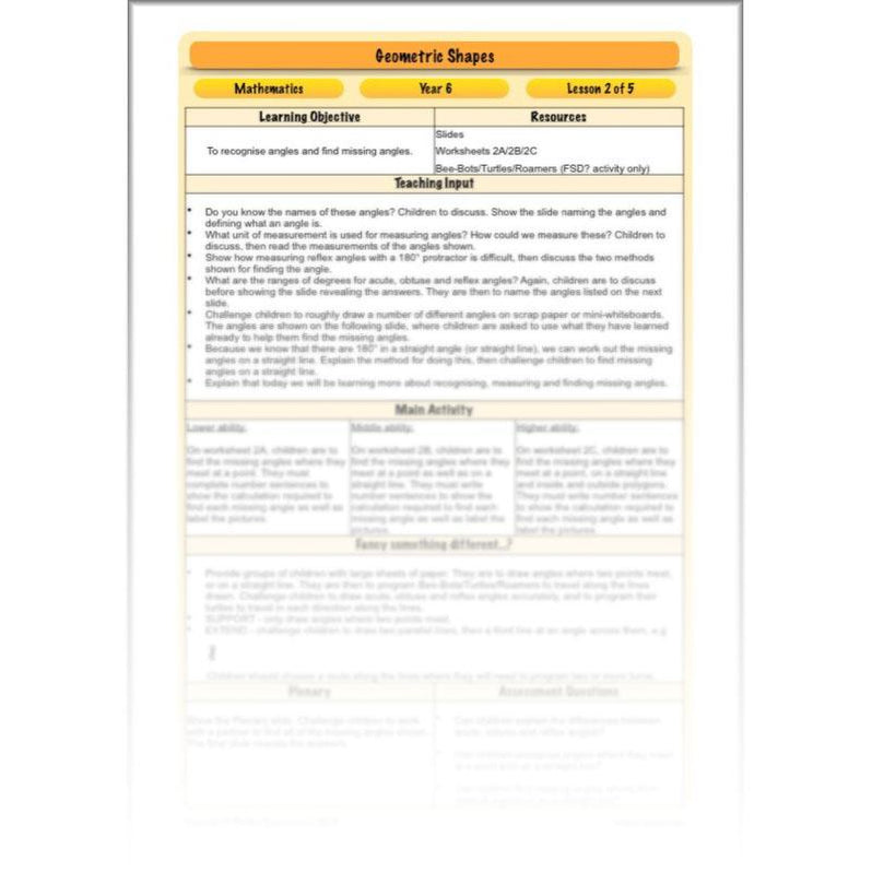 Geometry Year 6 Shapes Maths Lessons by PlanBee