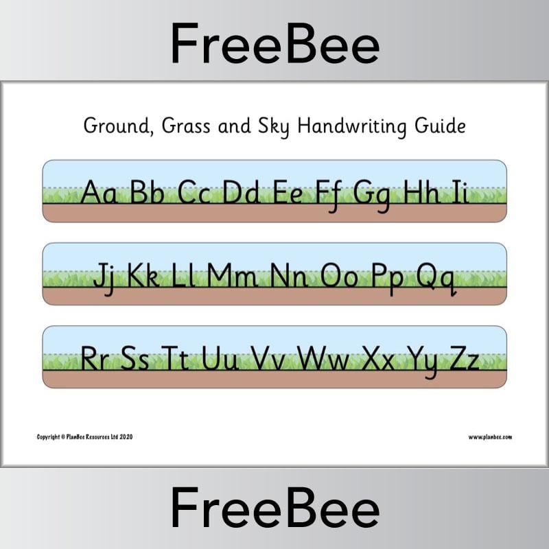 Free ground, grass and sky handwriting guides by PlanBee