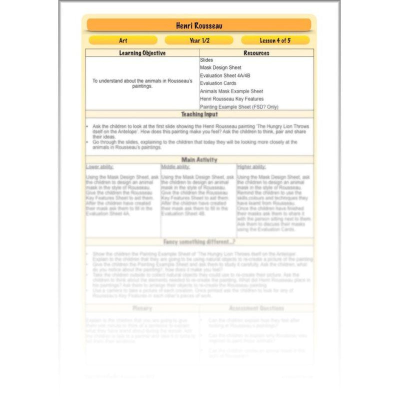 Henri Rousseau KS1 Art Lessons created by PlanBee