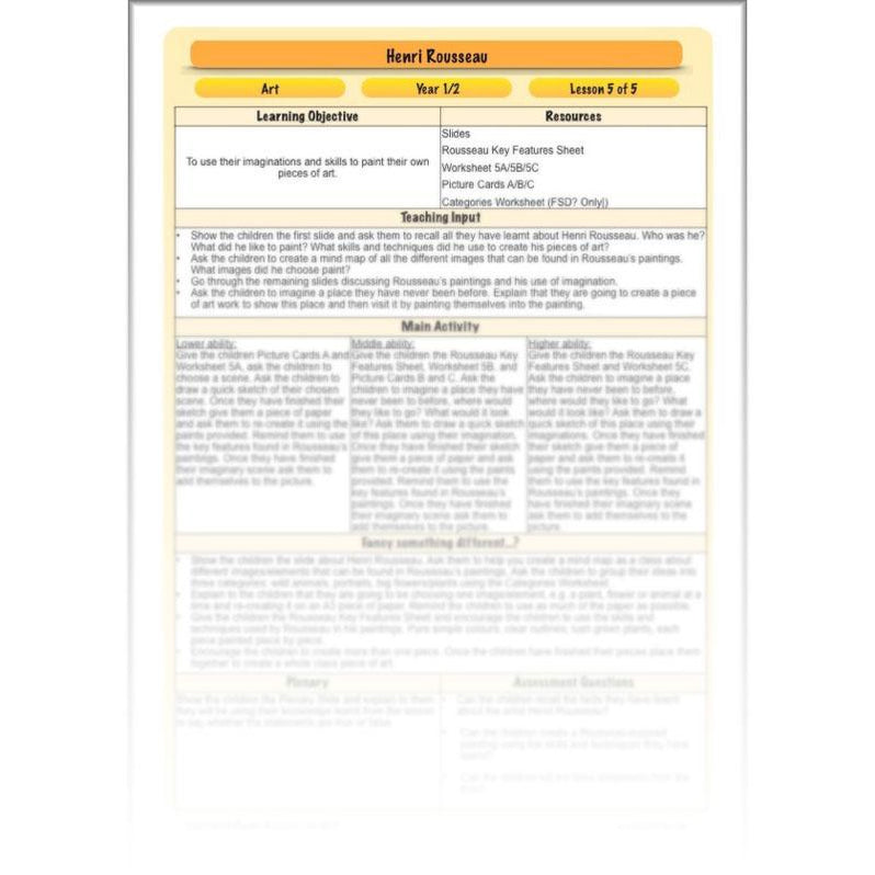 Henri Rousseau KS1 Art Lessons created by PlanBee