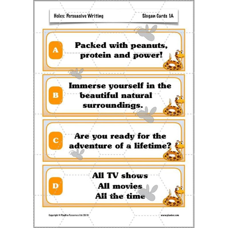 Holes Persuasive Writing Year 5 KS2 Planning by PlanBee
