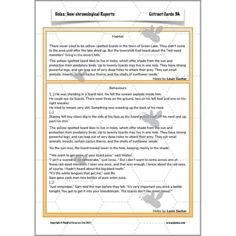 Holes Book Non-chronological Reports Pack Year 5 | PlanBee