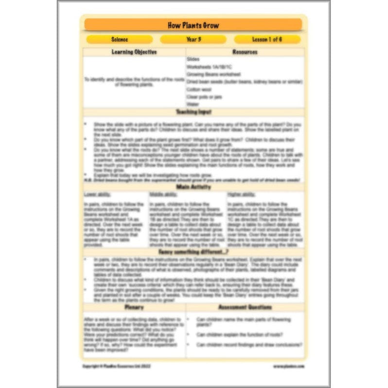 Plants Year 3 Planning Pack | Year 3 Science Plants Lessons — PlanBee