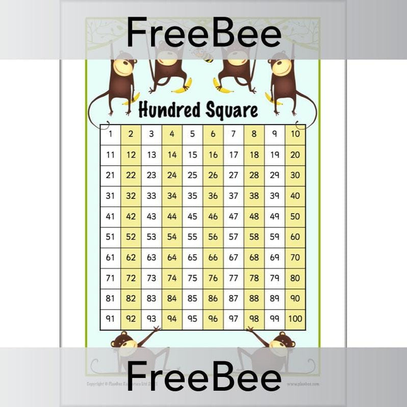 Free Printable Hundred Square Grid PDFs by PlanBee