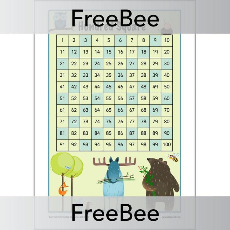 Free Printable Hundred Square Grid PDFs by PlanBee