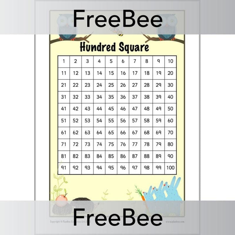 Free Printable Hundred Square Grid PDFs by PlanBee