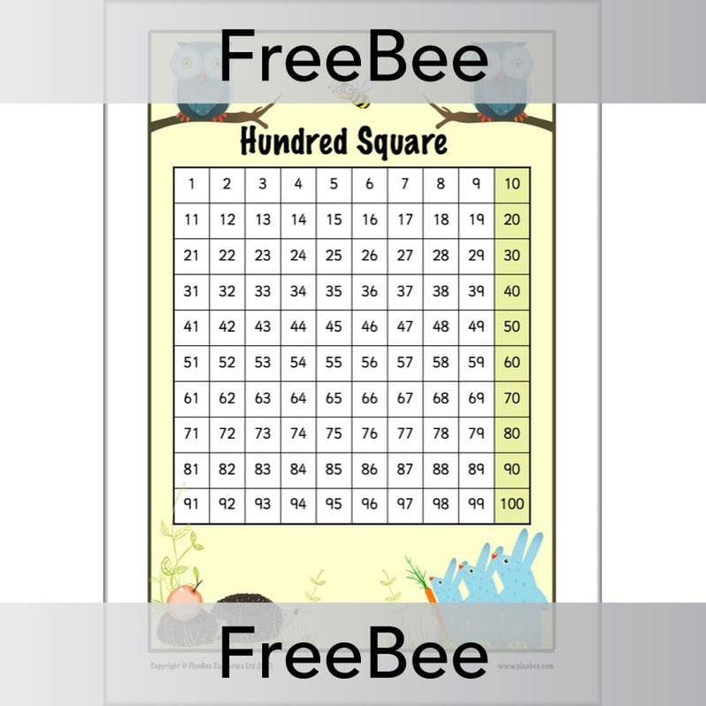Free Printable Hundred Square Grid PDFs by PlanBee