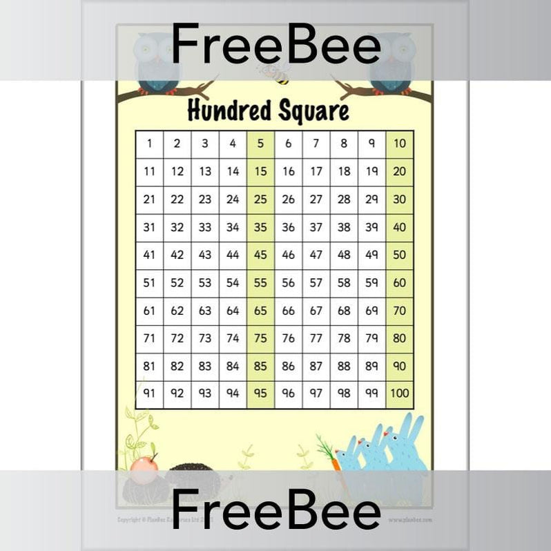 Free Printable Hundred Square Grid PDFs by PlanBee