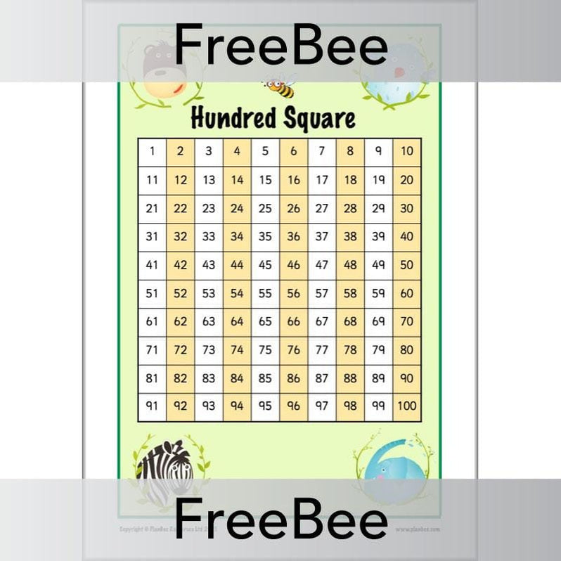 Free Printable Hundred Square Grid PDFs by PlanBee