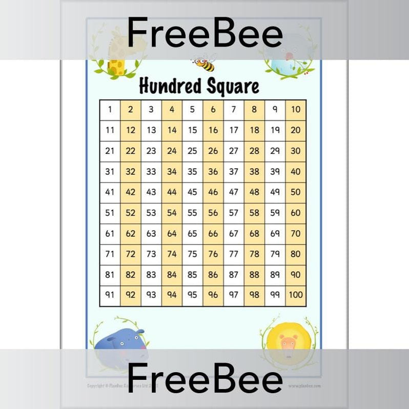 Free Printable Hundred Square Grid PDFs by PlanBee