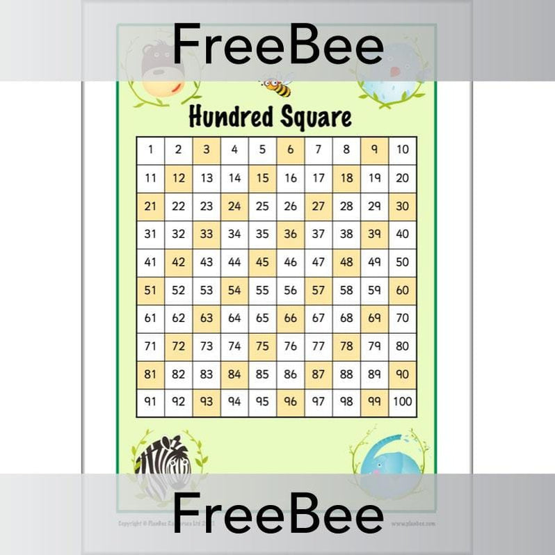 Free Printable Hundred Square Grid PDFs by PlanBee