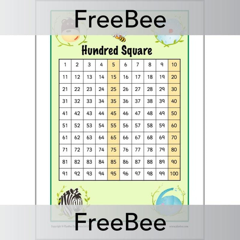 Free Printable Hundred Square Grid PDFs by PlanBee