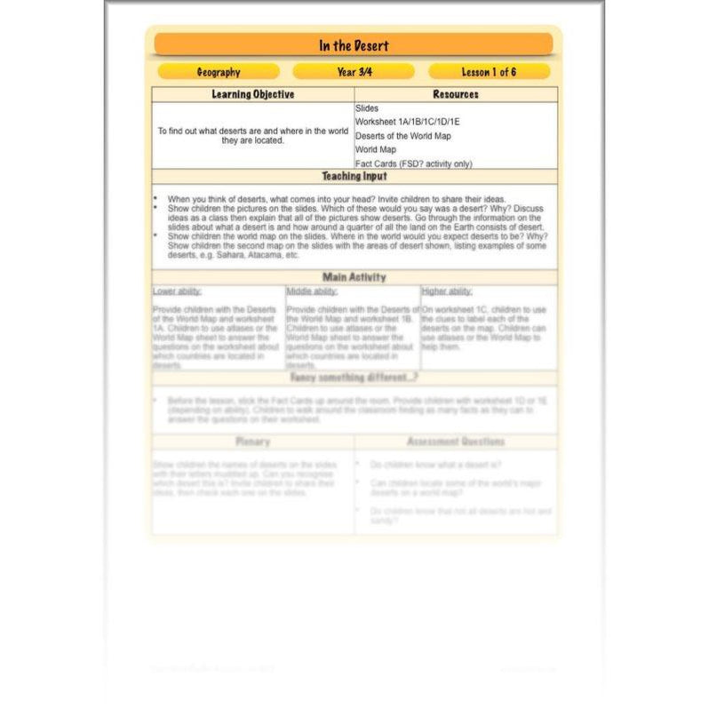 In the Desert: Desert Habitat KS2 Geography by PlanBee