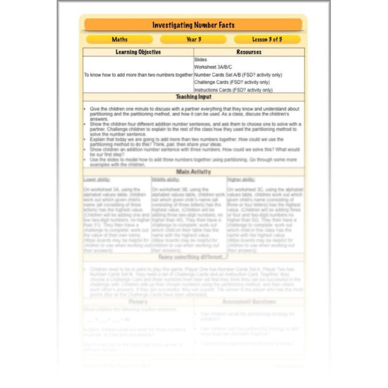 Investigating Number Facts Maths for Year 3 by PlanBee