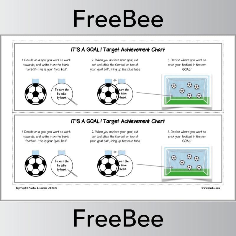Free downloadable Goal! Target Achievement Chart by PlanBee