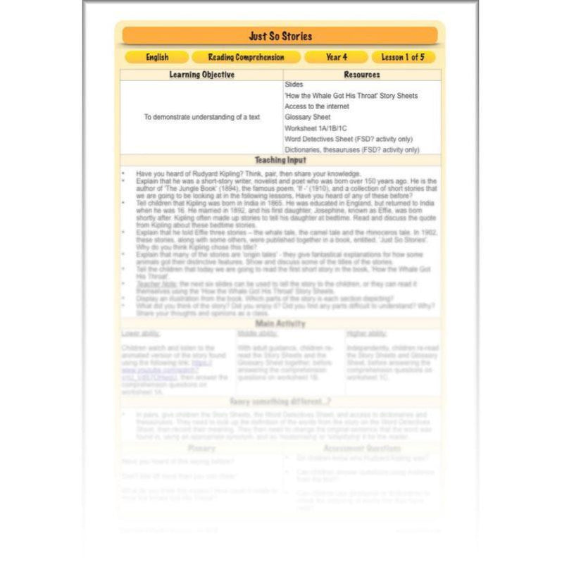 Just So Stories KS2 | Reading Comprehension Year 4 — PlanBee