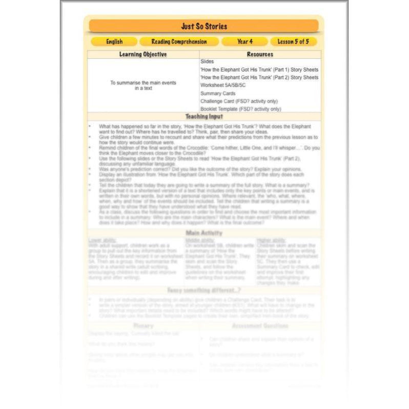 Just So Stories KS2 | Reading Comprehension Year 4 — PlanBee