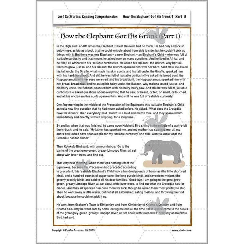 Just So Stories KS2 | Reading Comprehension Year 4 — PlanBee
