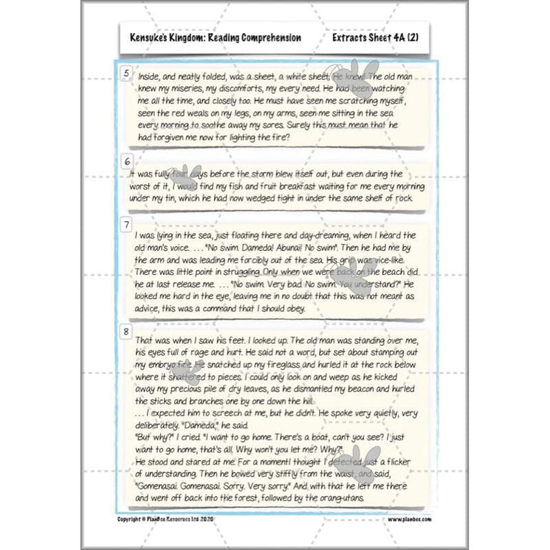 Michael Morpurgo Kensuke's Kingdom Planning by PlanBee